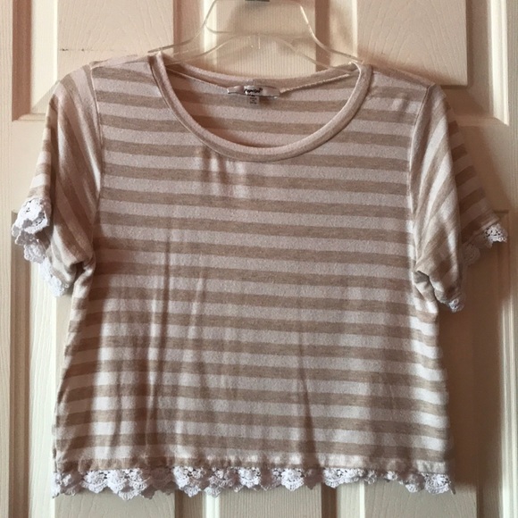Papaya | Tops | Papaya Striped Lace Crop Top | Poshmark